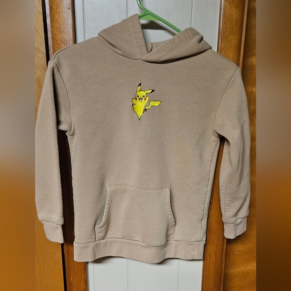 Pokemon | Shirts & Tops | Pokemon Tan Hoodie With Pikachu Design | Poshmark